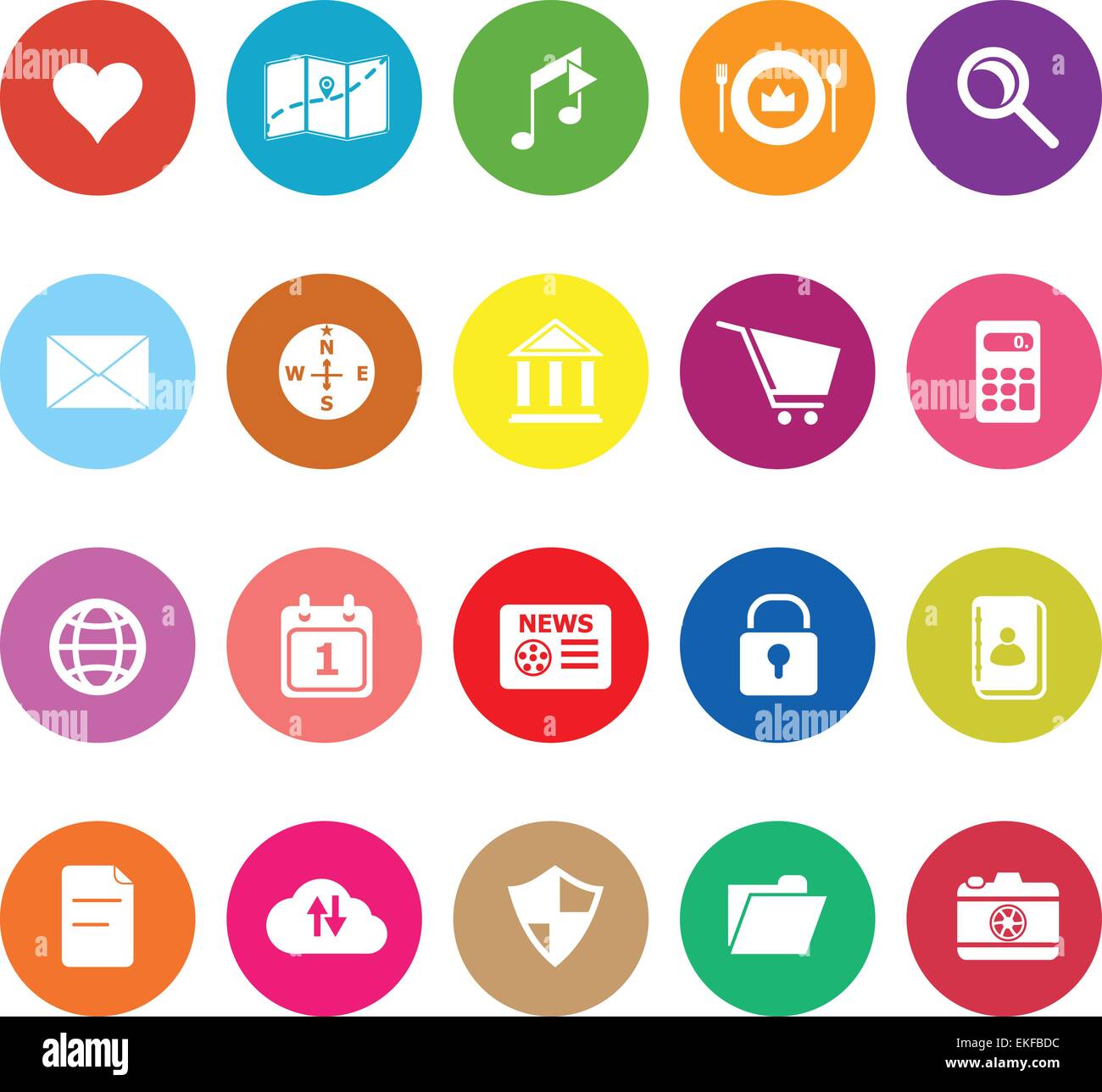 General application flat icons on white background, stock vector Stock ...