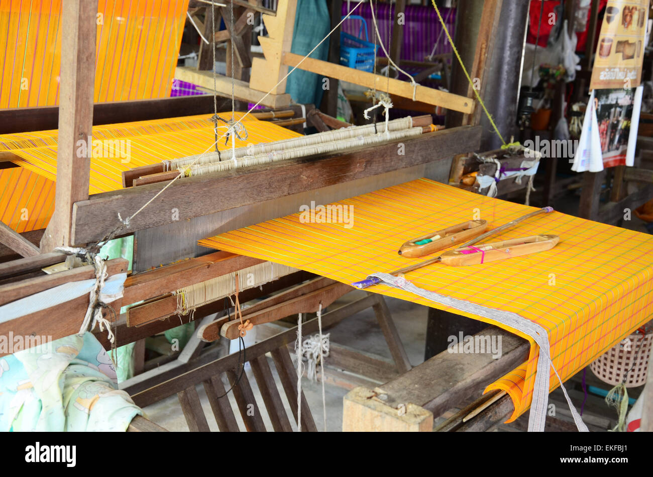 Old Silk weaving Handicraft machine Tai Dam Style Stock Photo - Alamy