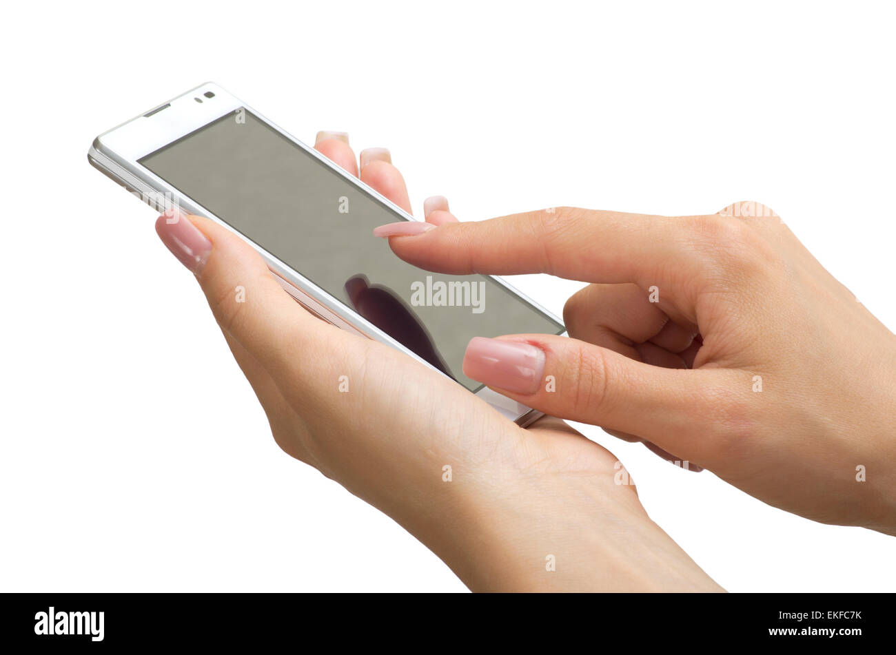 Mobile phone man hand Cut Out Stock Images & Pictures - Alamy