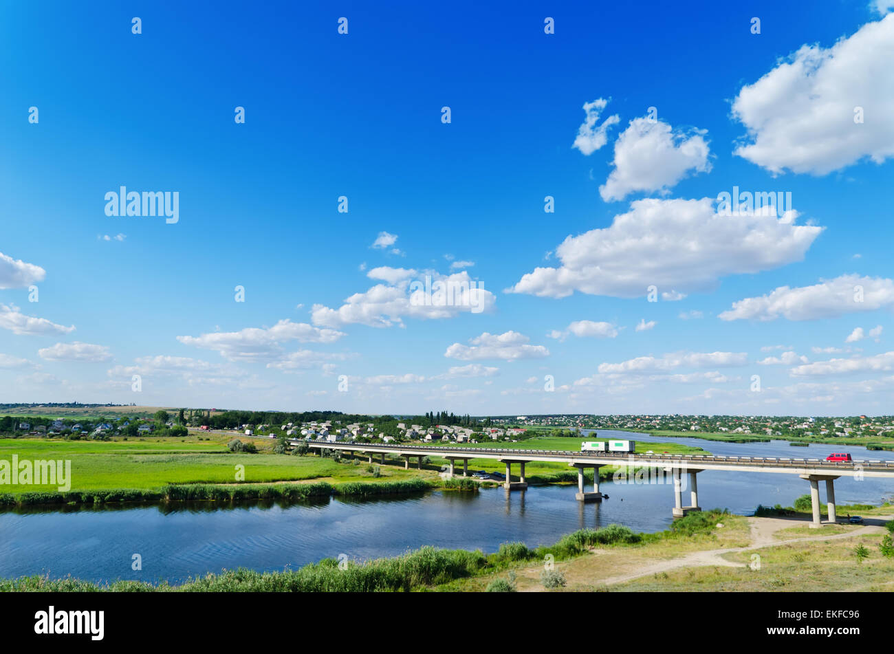 long bridge over river Ingul, Ukraine Stock Photo - Alamy