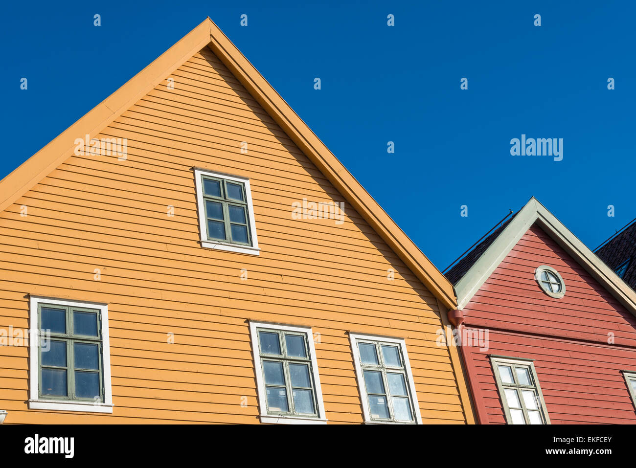 The colourful historic buildings of Bryggen in the City of Bergen ...