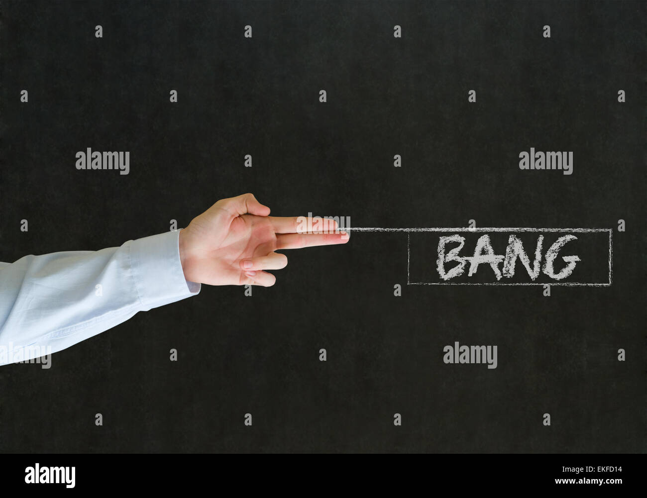 Man pointing fingers like a gun with bang sign Stock Photo - Alamy