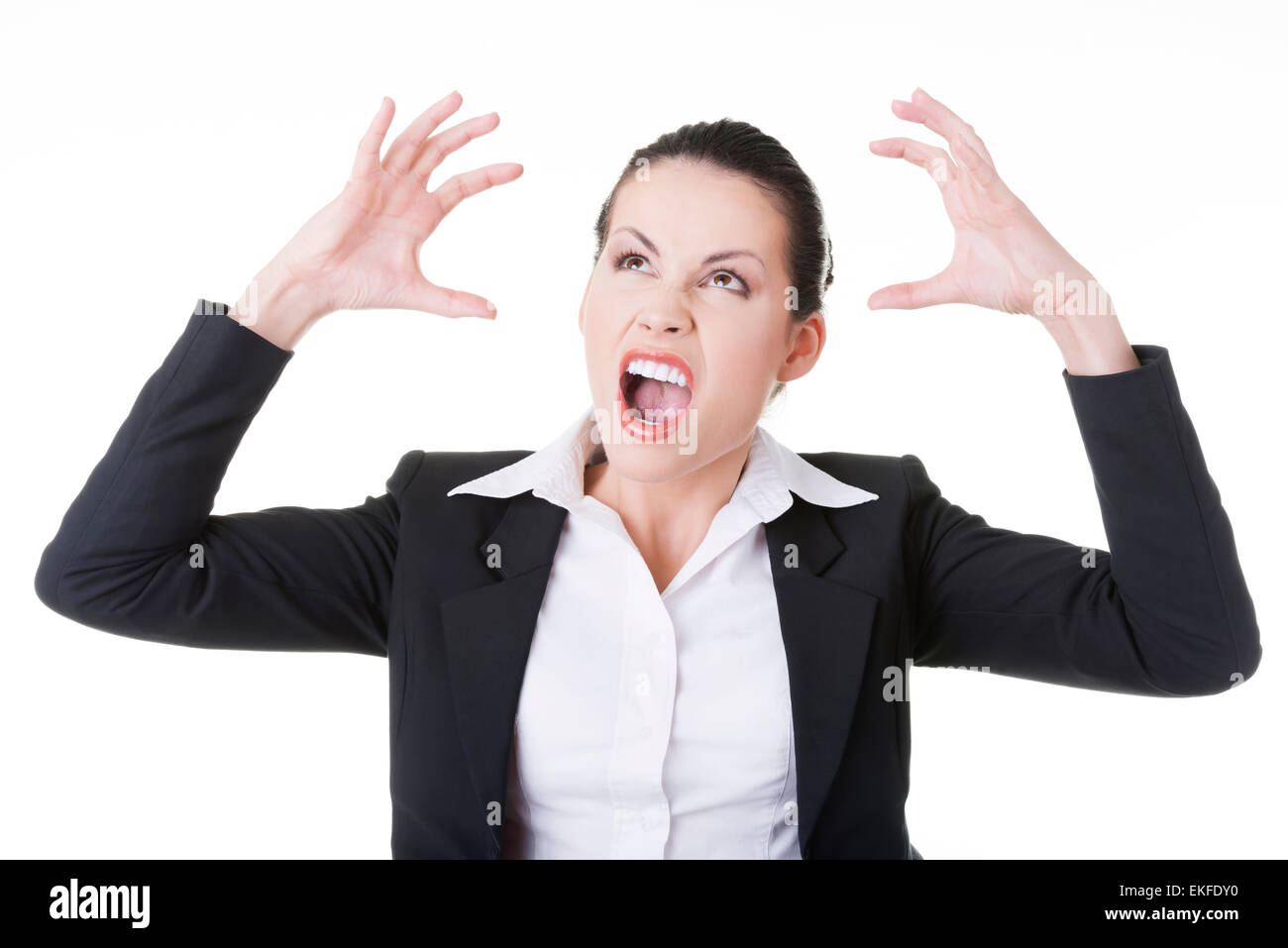 Stressed or angry businesswoman screaming Stock Photo - Alamy