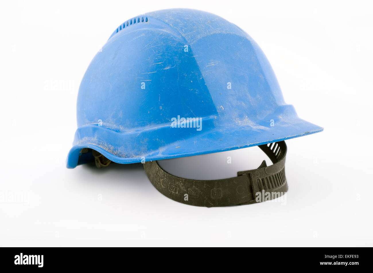 Blue working helmet, isolated Stock Photo - Alamy