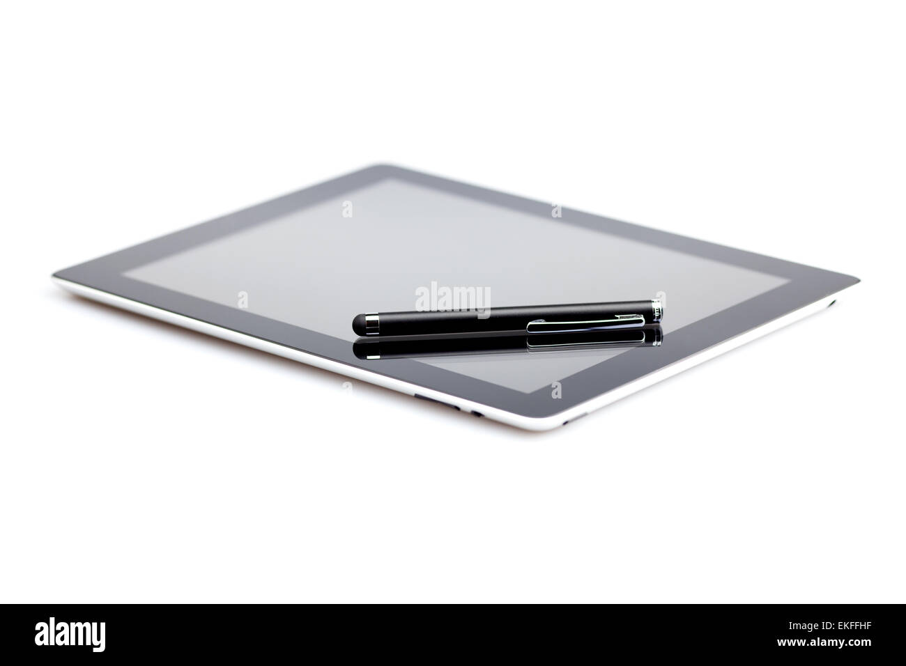 tablet and stylus isolated on white Stock Photo - Alamy