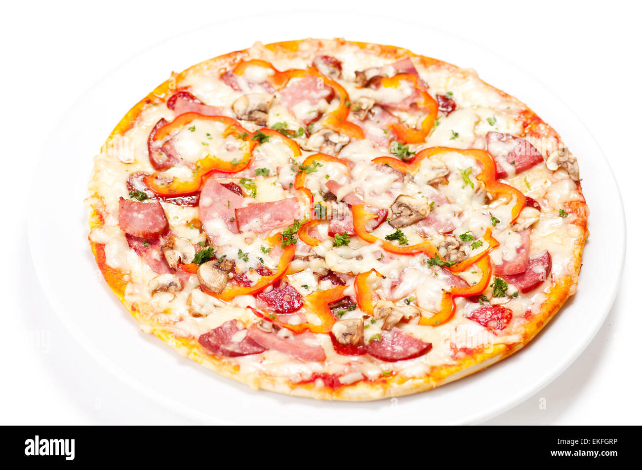 Pepperoni pizza closeup Cut Out Stock Images & Pictures - Alamy