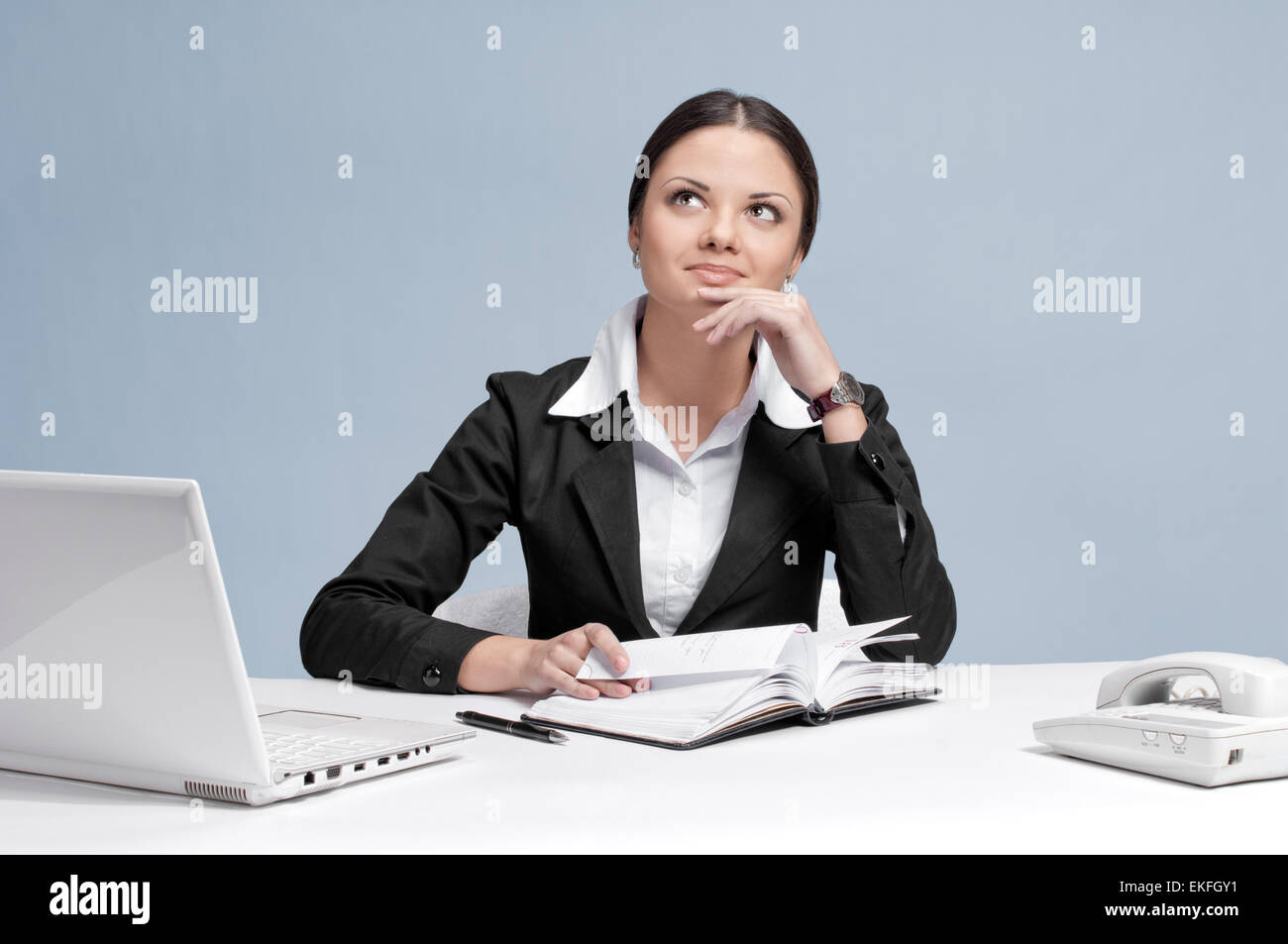 Business woman with diary personal organizer Stock Photo - Alamy
