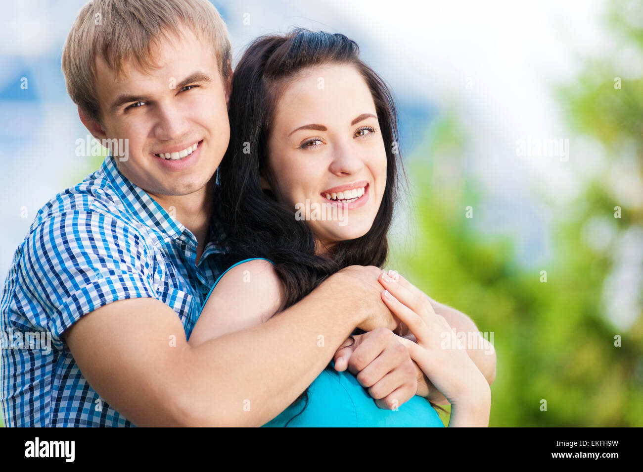 Young couple playing around in the nature Stock Photo - Alamy
