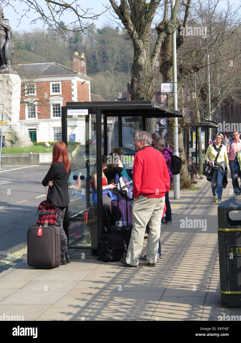 Winchester: city center bus stop Stock Photo - Alamy