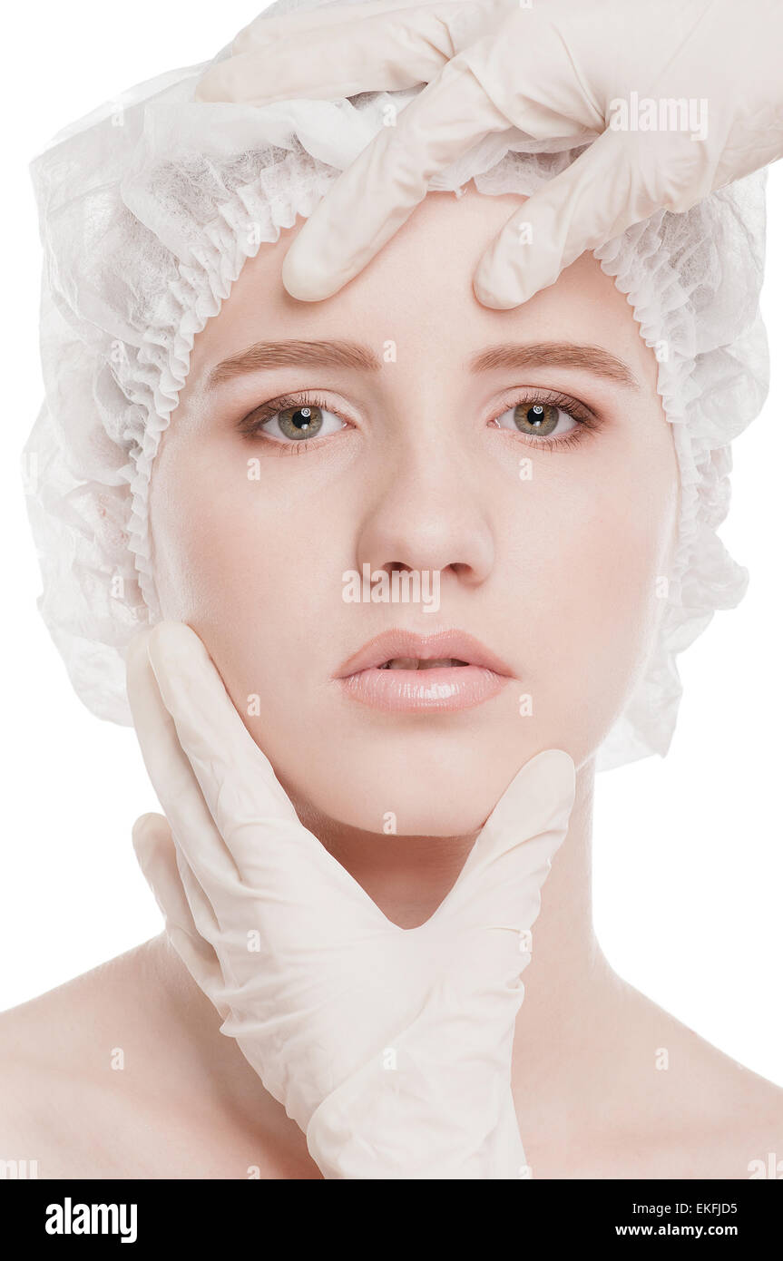Medical face examination of beautiful woman Stock Photo - Alamy