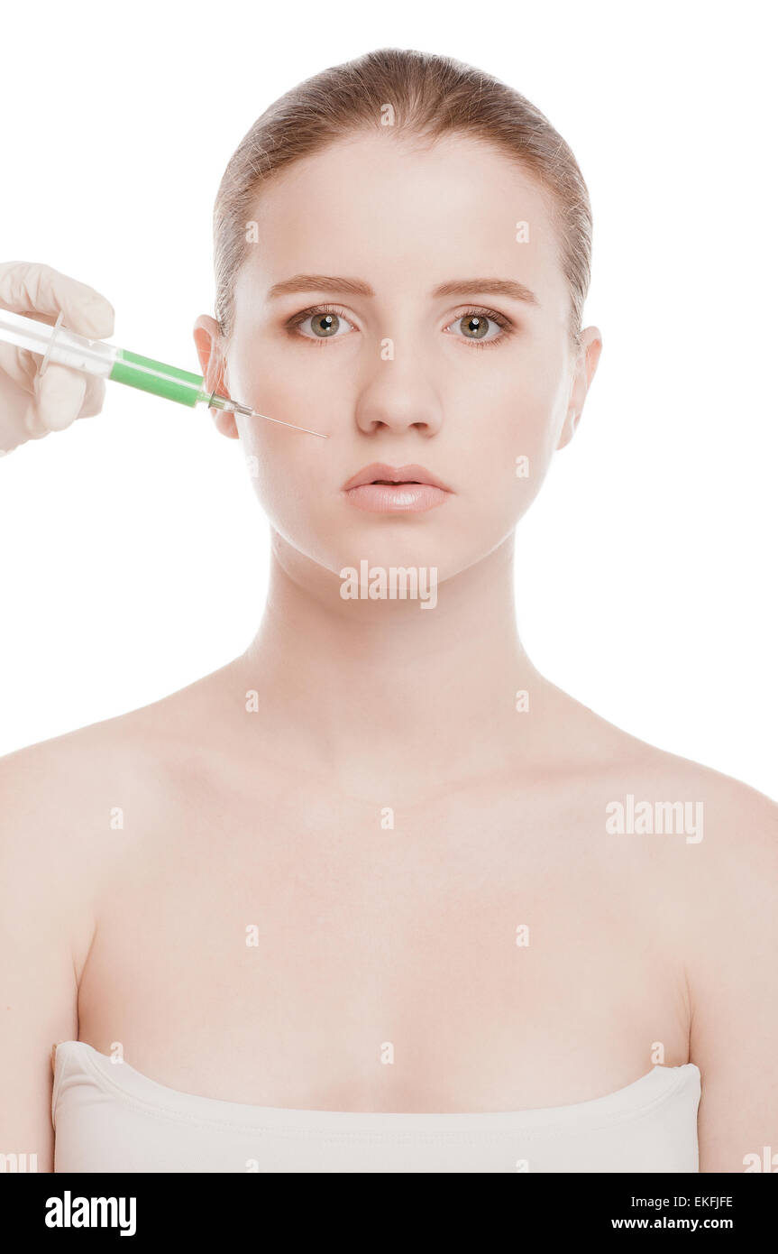 Cosmetic botox injection in face Stock Photo - Alamy