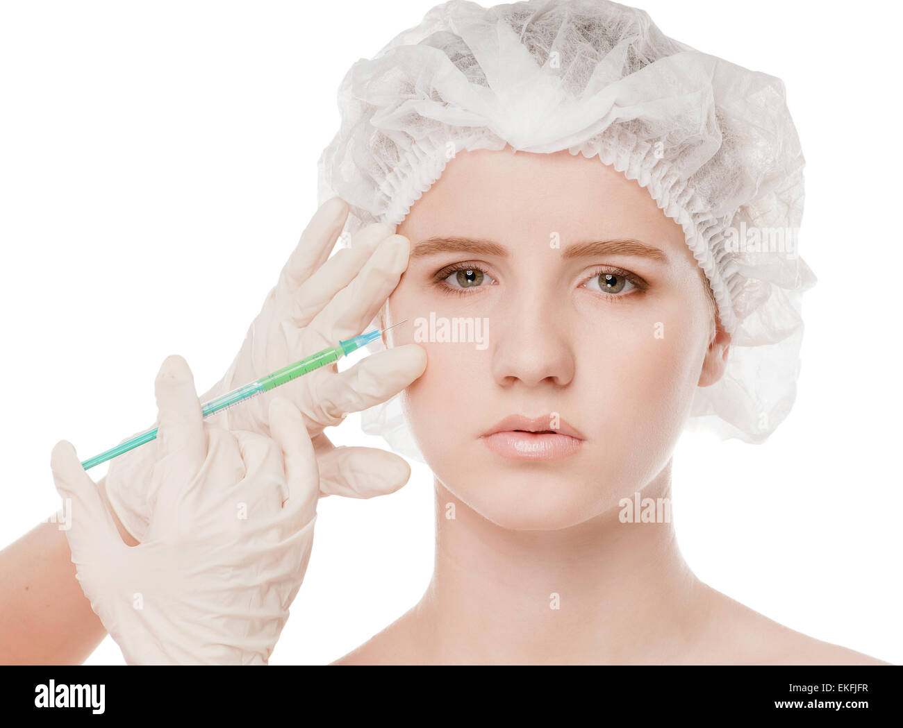 Cosmetic botox injection in face Stock Photo - Alamy