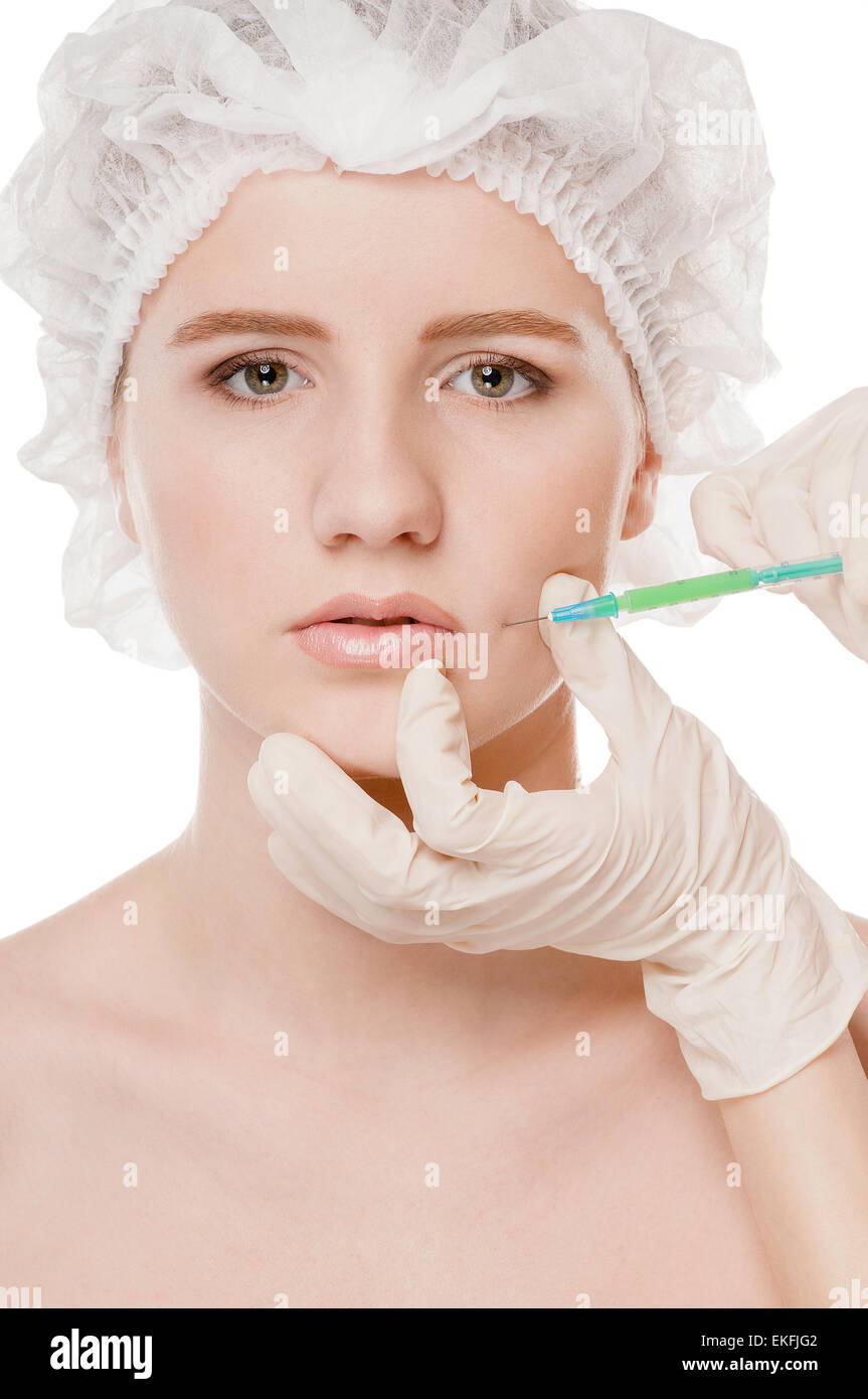 Cosmetic botox injection in face Stock Photo - Alamy
