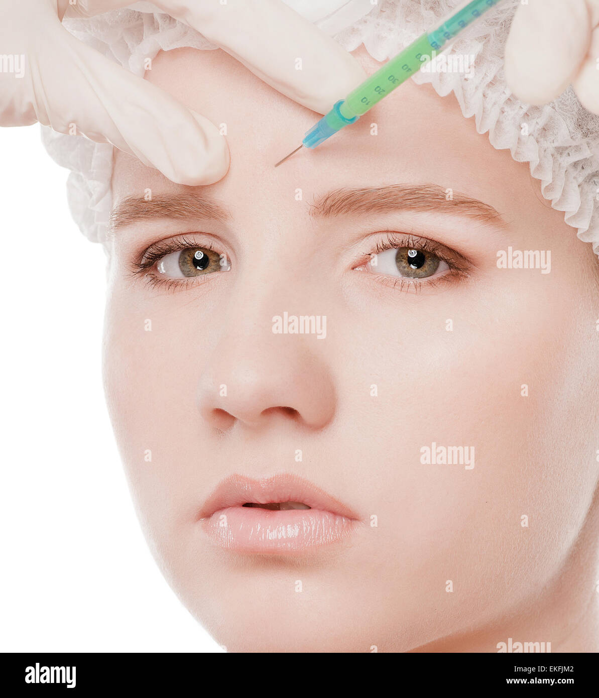 Cosmetic botox injection in face Stock Photo - Alamy