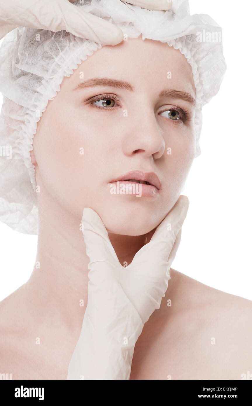 Medical face examination of beautiful woman Stock Photo - Alamy