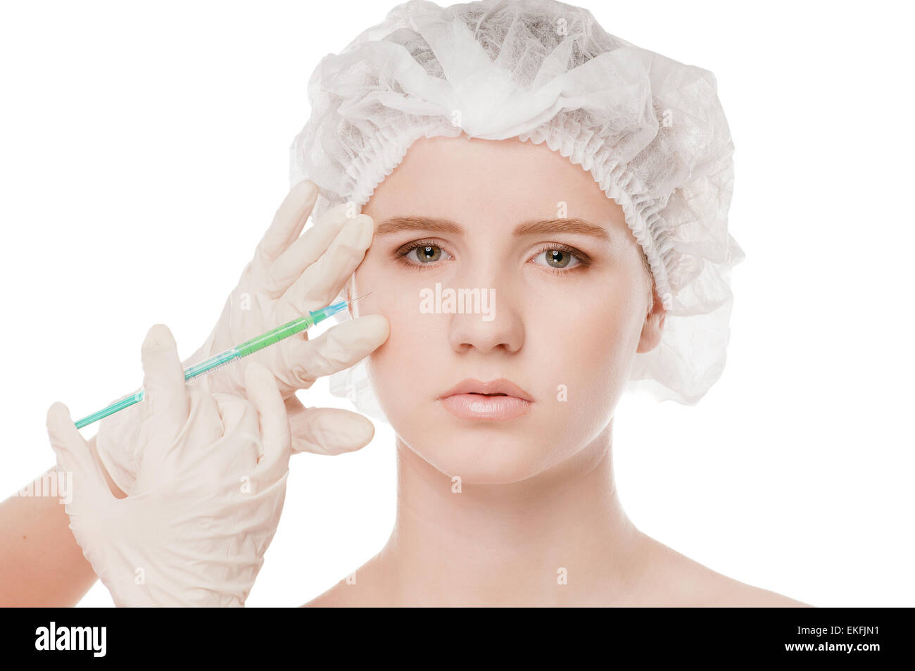 Cosmetic botox injection in face Stock Photo - Alamy