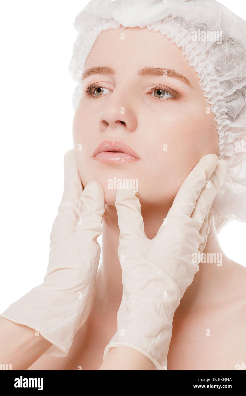 Medical face examination of beautiful woman Stock Photo - Alamy