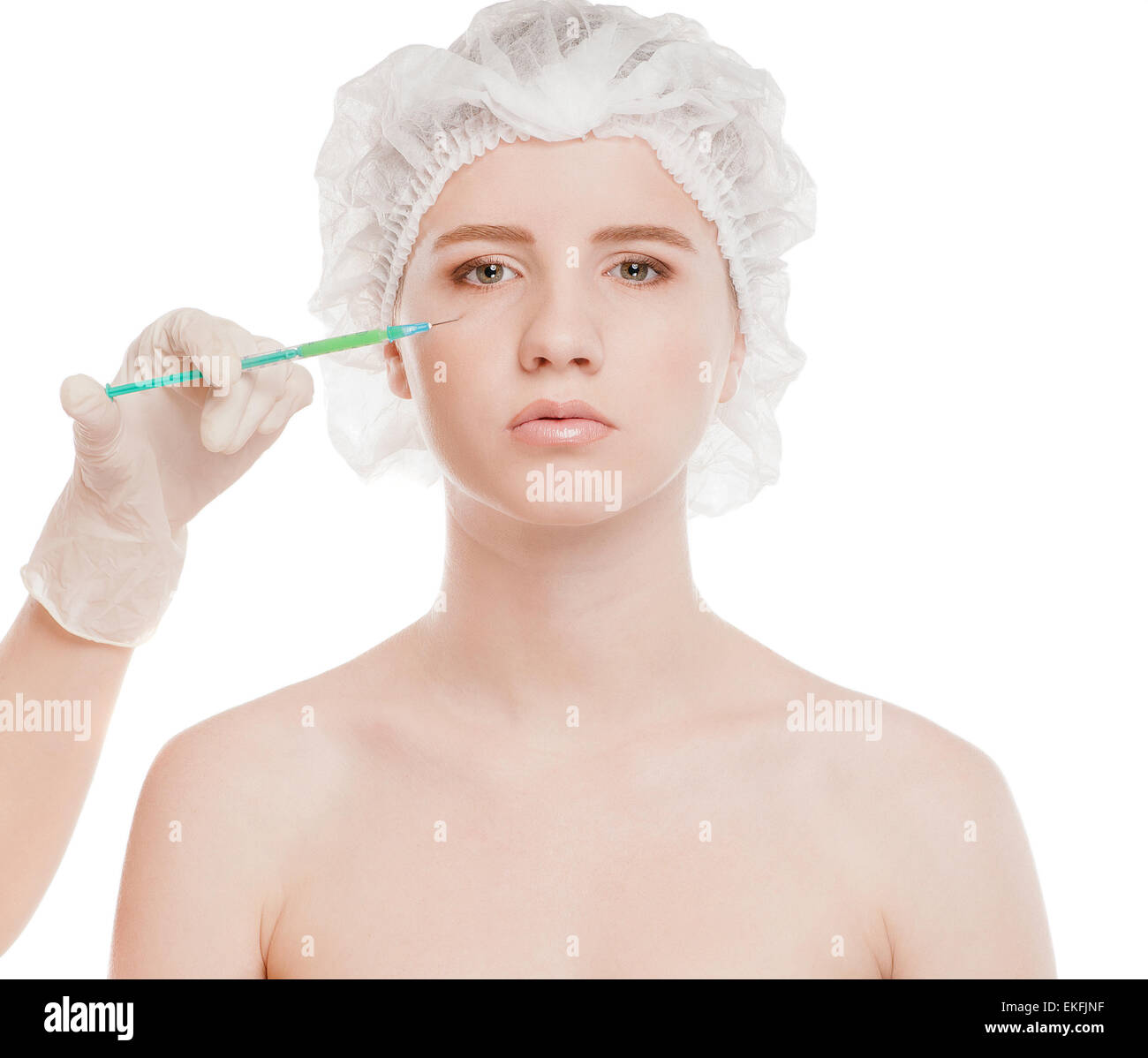 Cosmetic botox injection in face Stock Photo - Alamy