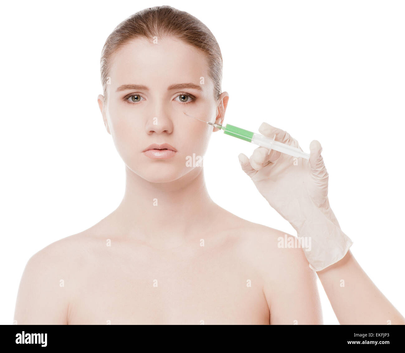 Cosmetic botox injection in face Stock Photo - Alamy