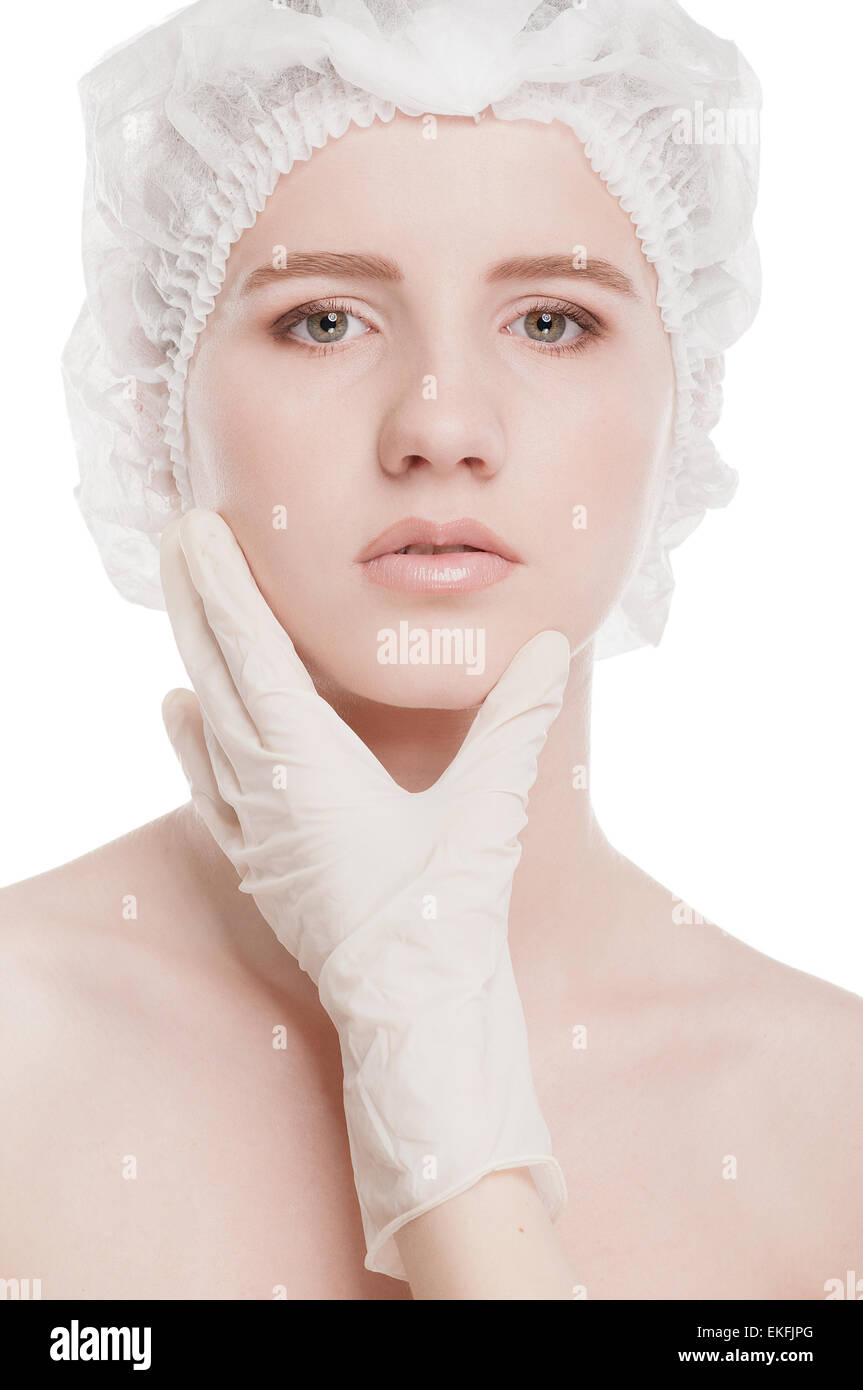 Medical face examination of beautiful woman Stock Photo - Alamy