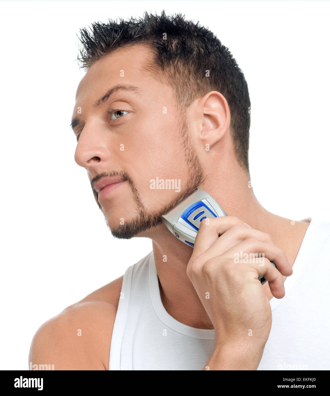 Young handsome man shaving Stock Photo - Alamy