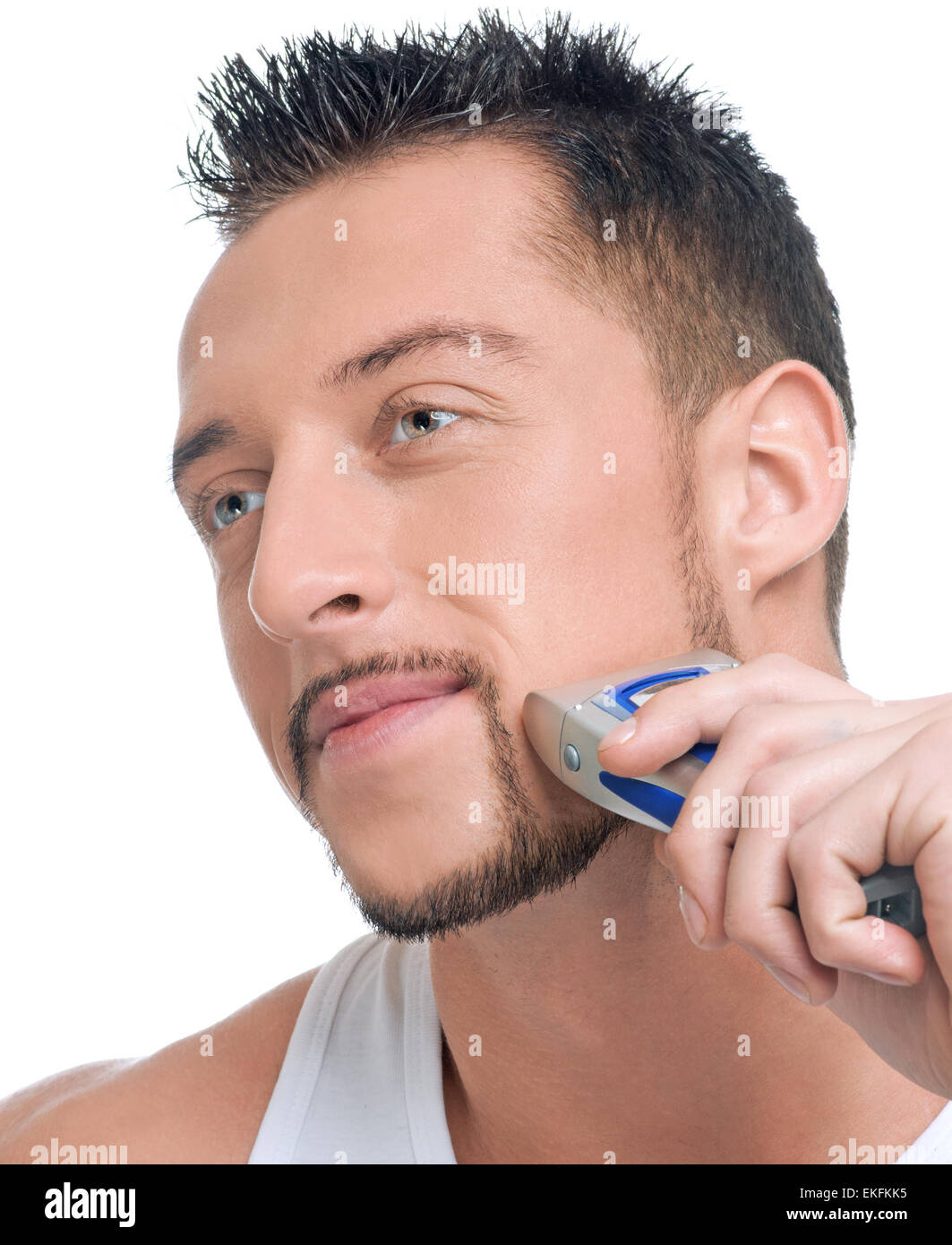 Young handsome man shaving Stock Photo - Alamy