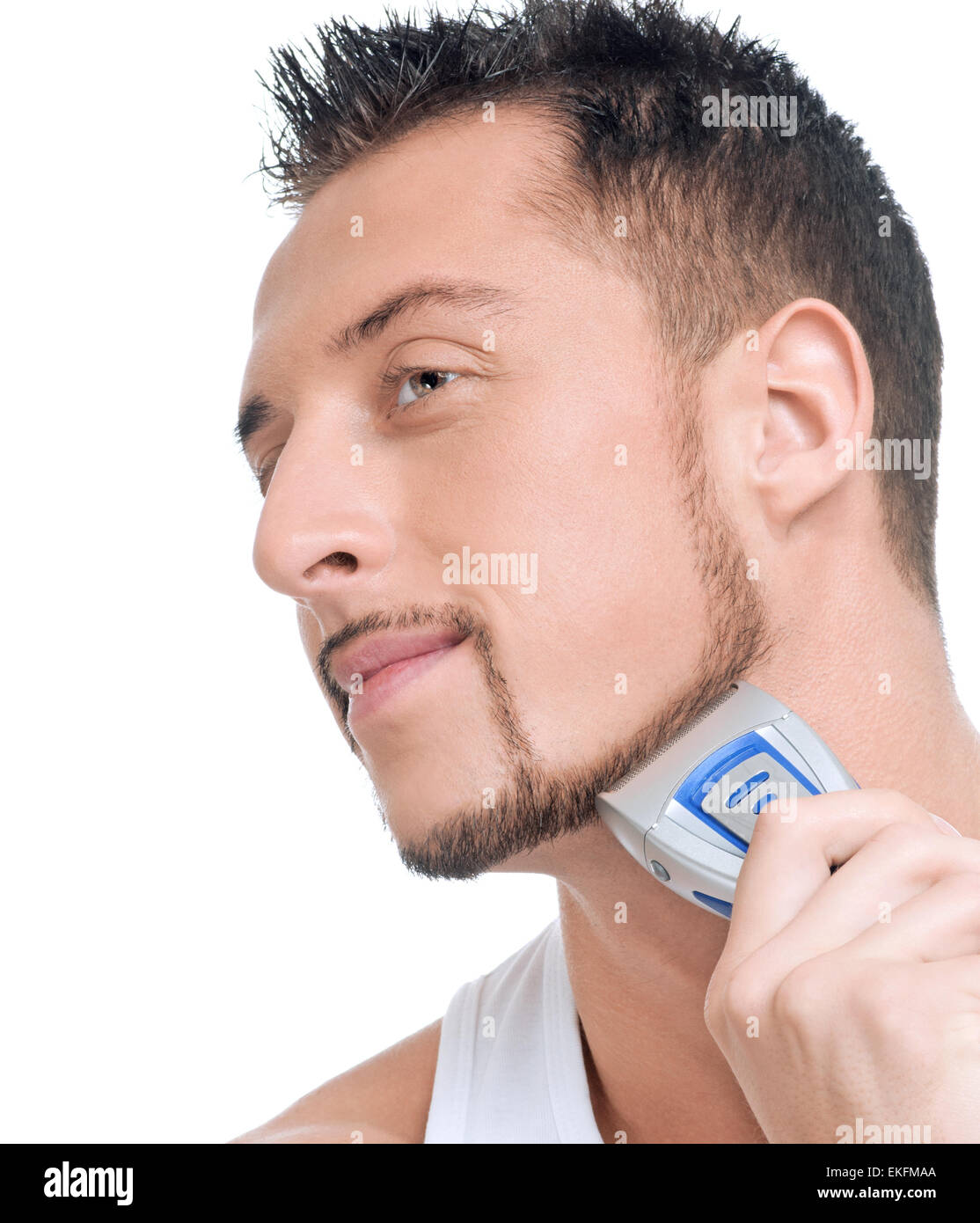 Young handsome man shaving Stock Photo - Alamy