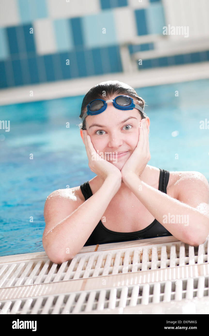 Female swimmer black swimsuit goggles hi-res stock photography and ...