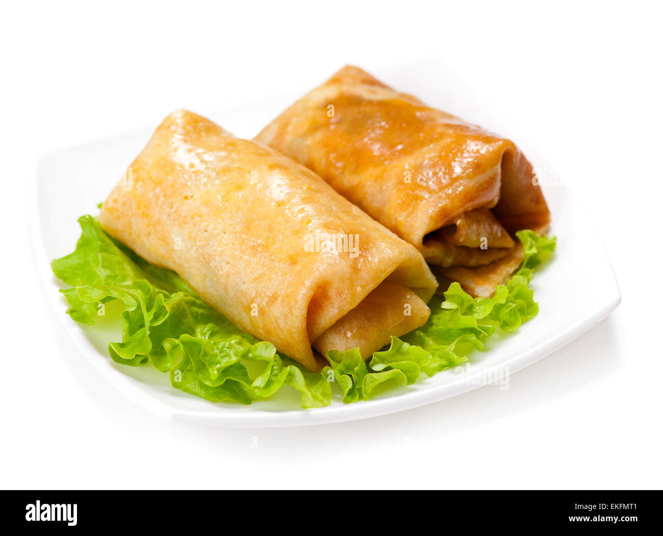Rolled pancakes - russian blini Stock Photo - Alamy
