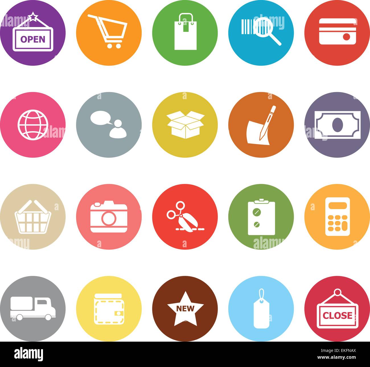 Shopping flat icons on white background, stock vector Stock Vector ...