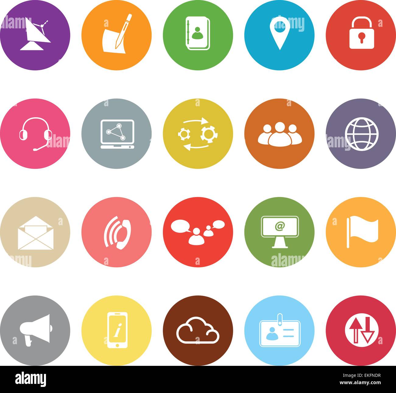 Communication flat icons on white background, stock vector Stock Vector ...