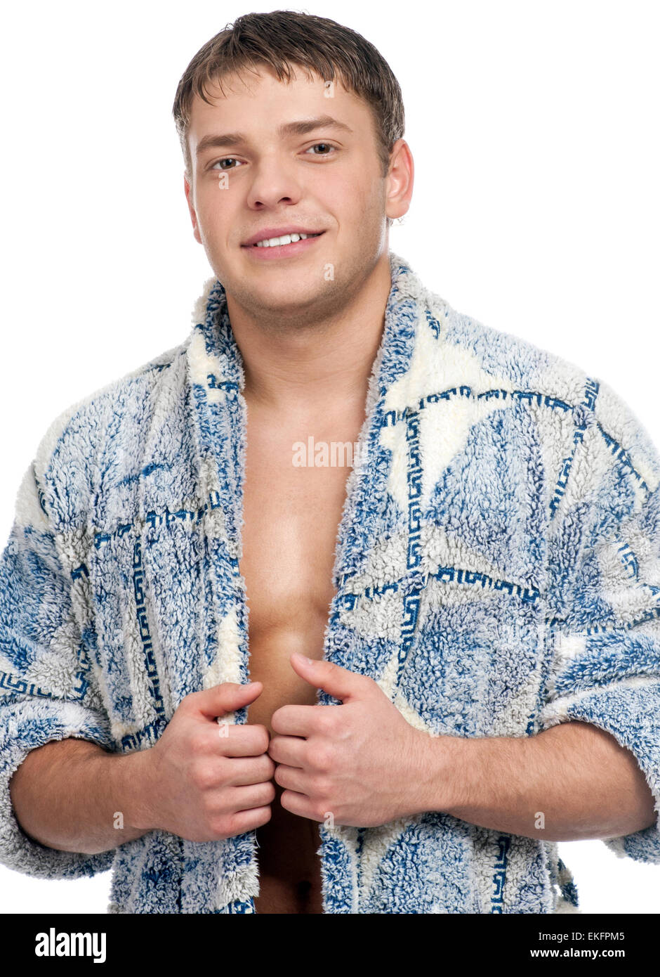 A young man with dressing gown Stock Photo - Alamy