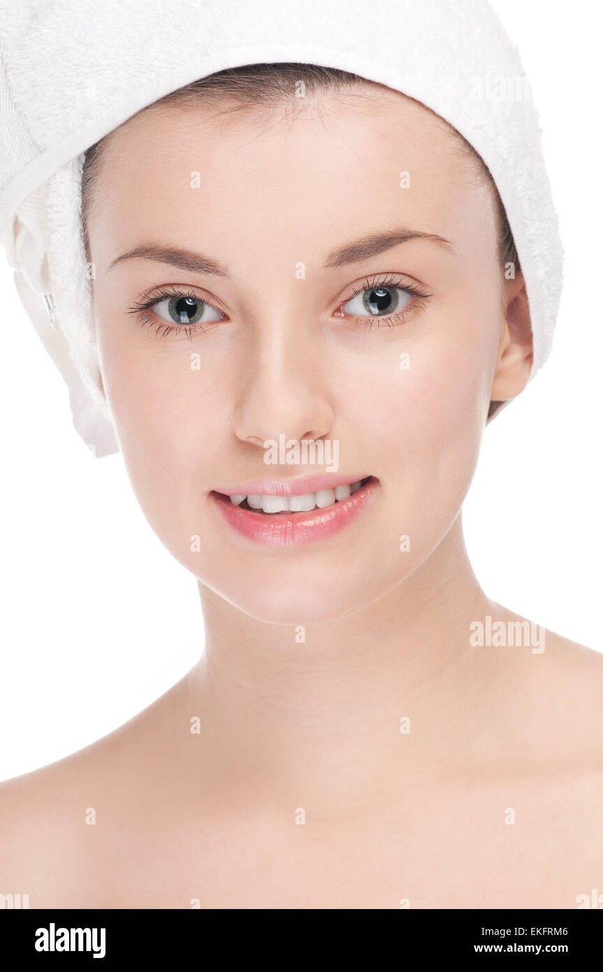 Young woman with perfect health skin of face Stock Photo - Alamy