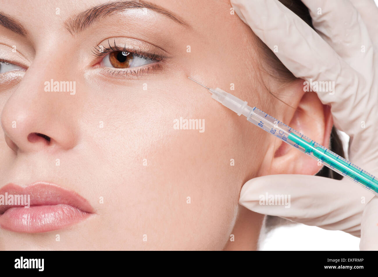 Cosmetic botox injection in the beauty face Stock Photo - Alamy
