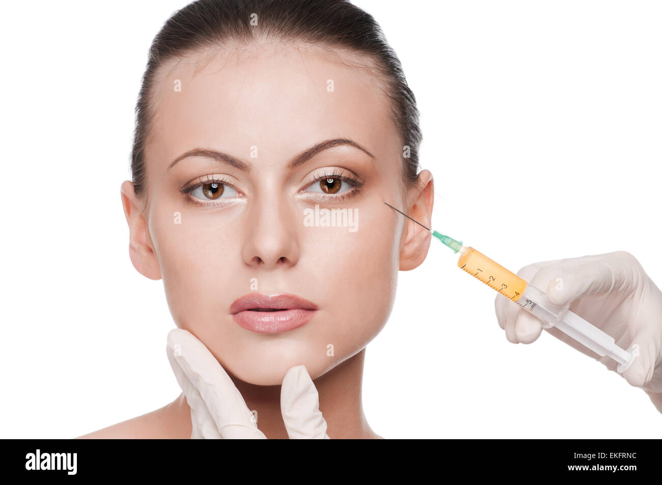 Cosmetic botox injection in the beauty face Stock Photo - Alamy
