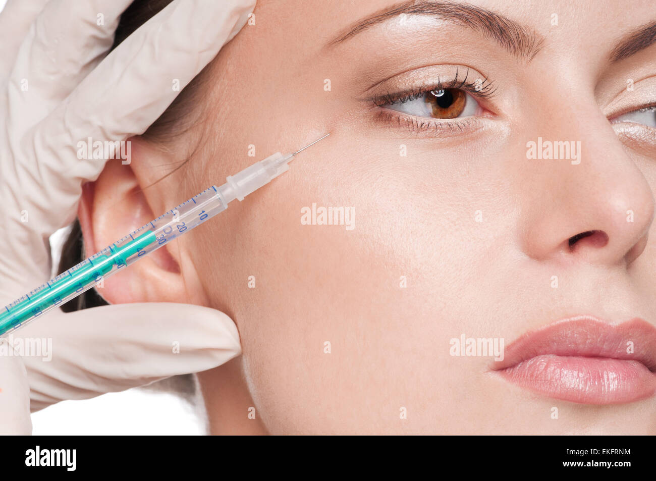Cosmetic botox injection in the beauty face Stock Photo - Alamy