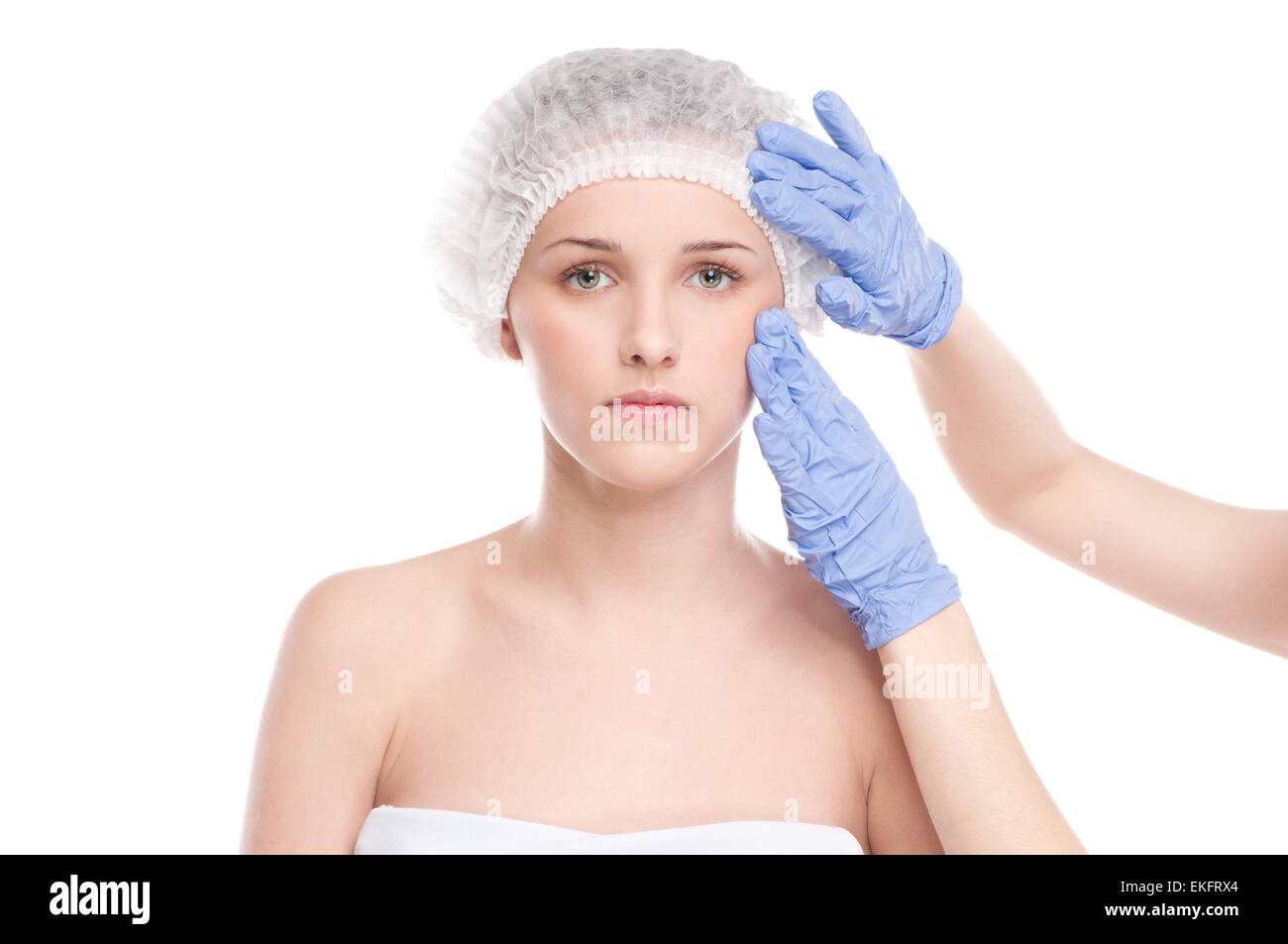 Medical face examination of beautiful woman Stock Photo - Alamy