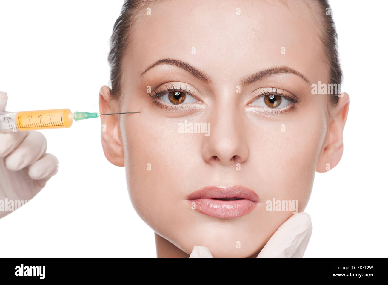 Cosmetic botox injection in the beauty face Stock Photo - Alamy