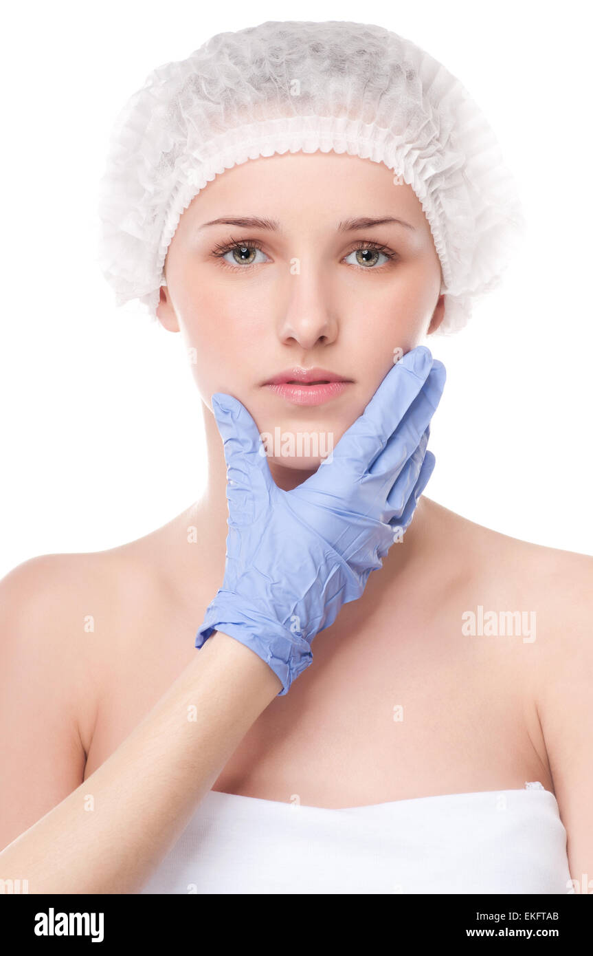Medical face examination of beautiful woman Stock Photo - Alamy