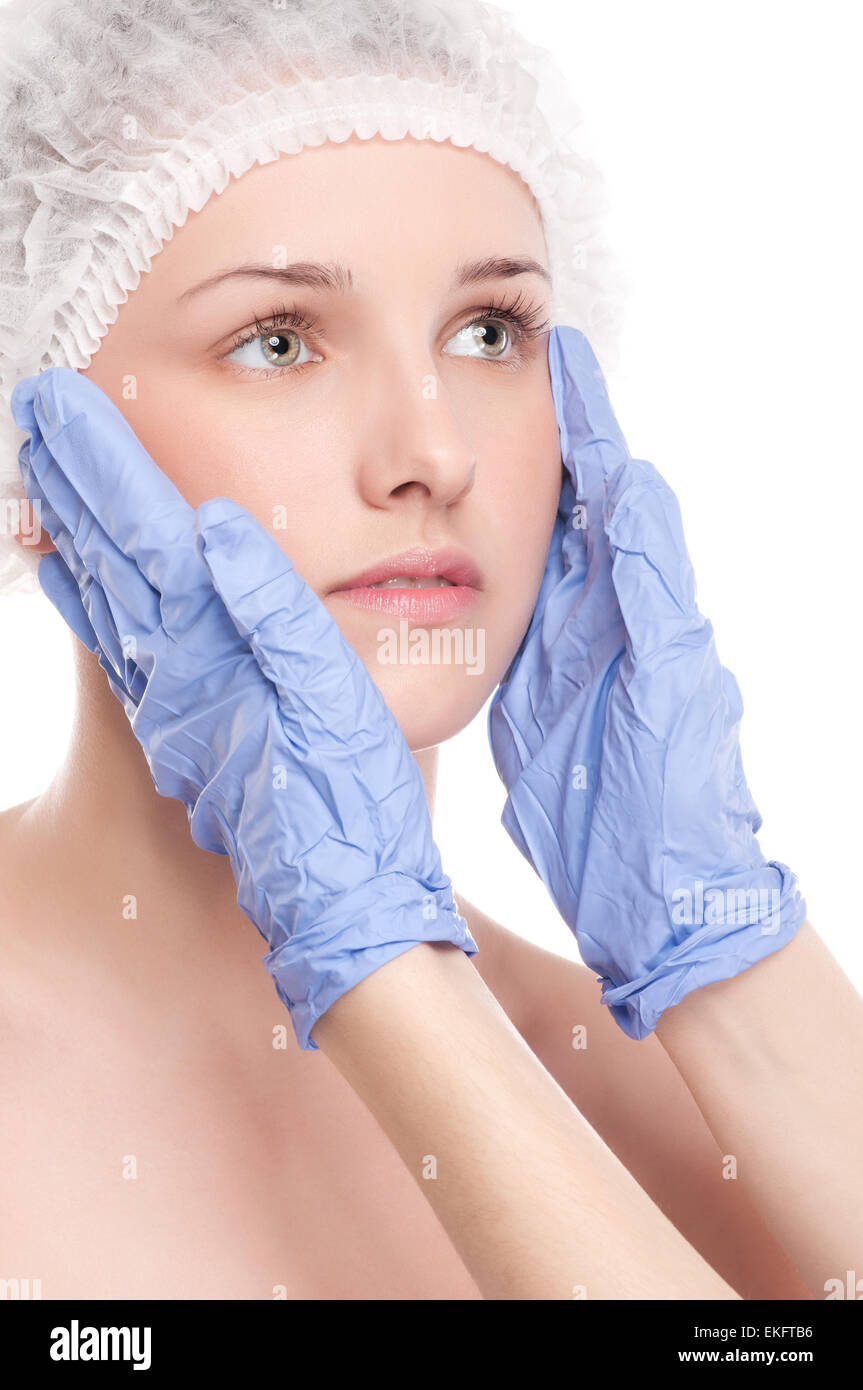 Medical face examination of beautiful woman Stock Photo - Alamy