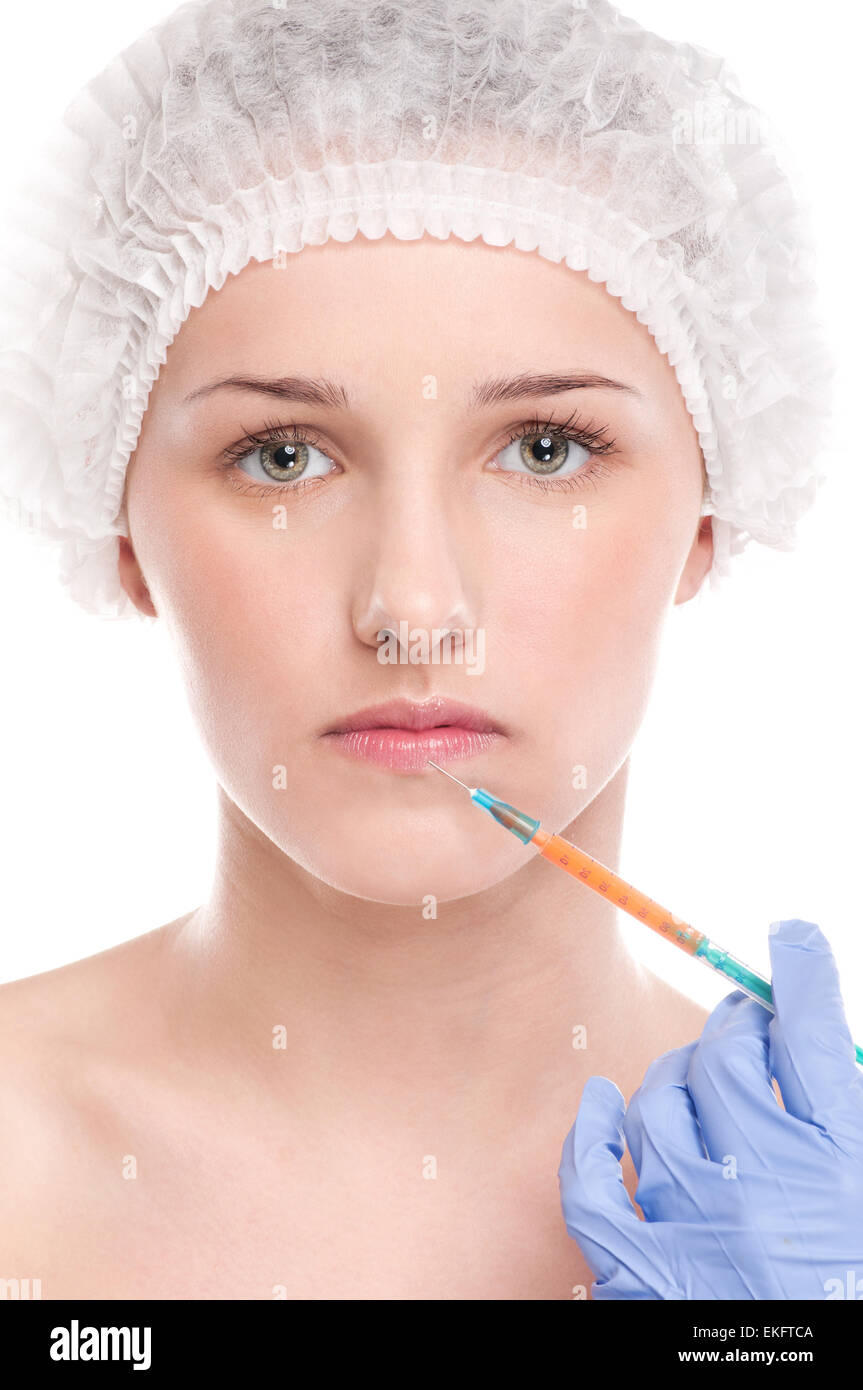 Cosmetic botox injection in face Stock Photo - Alamy