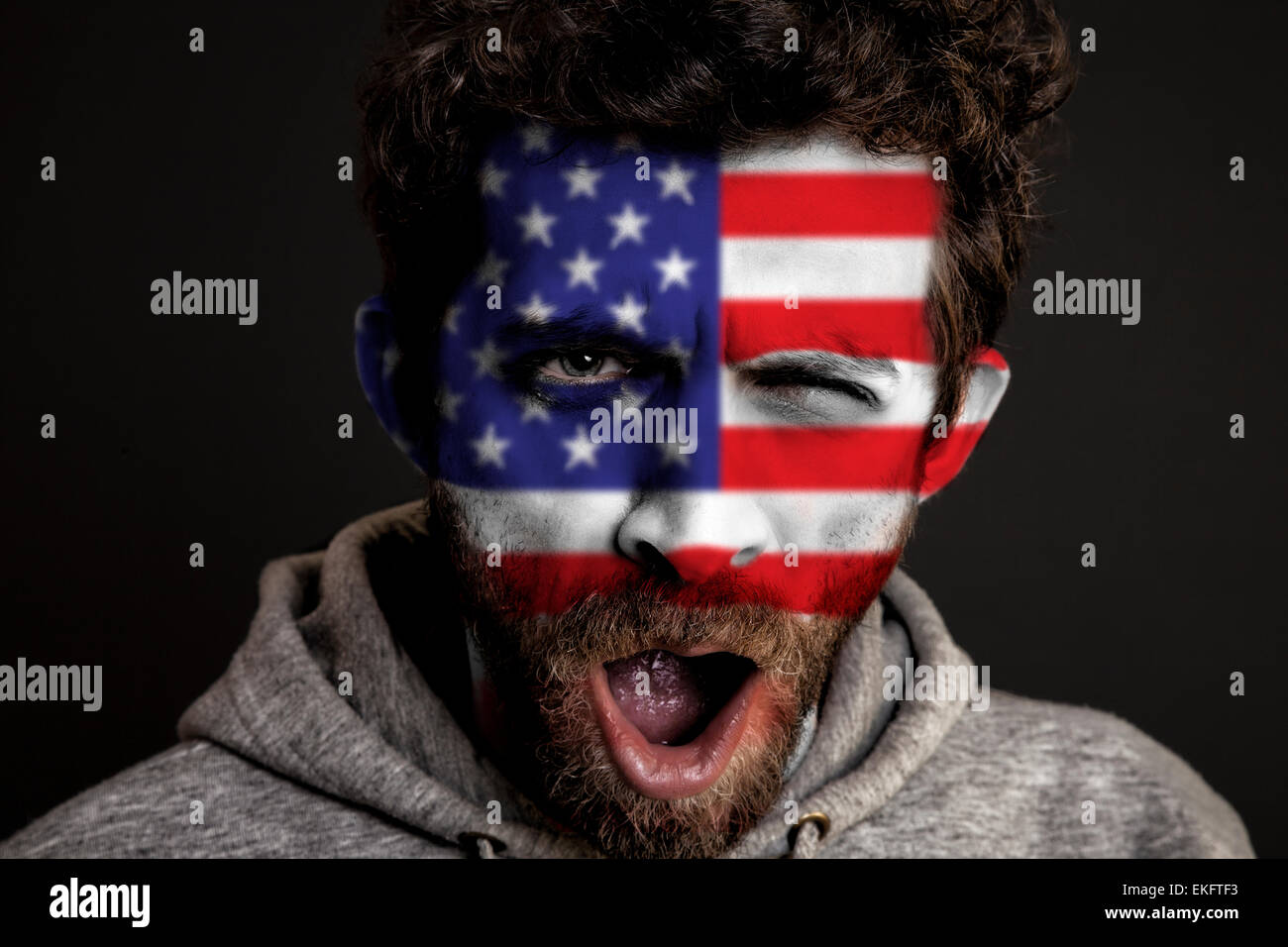 USA Flag on Face Stock Photo - Alamy