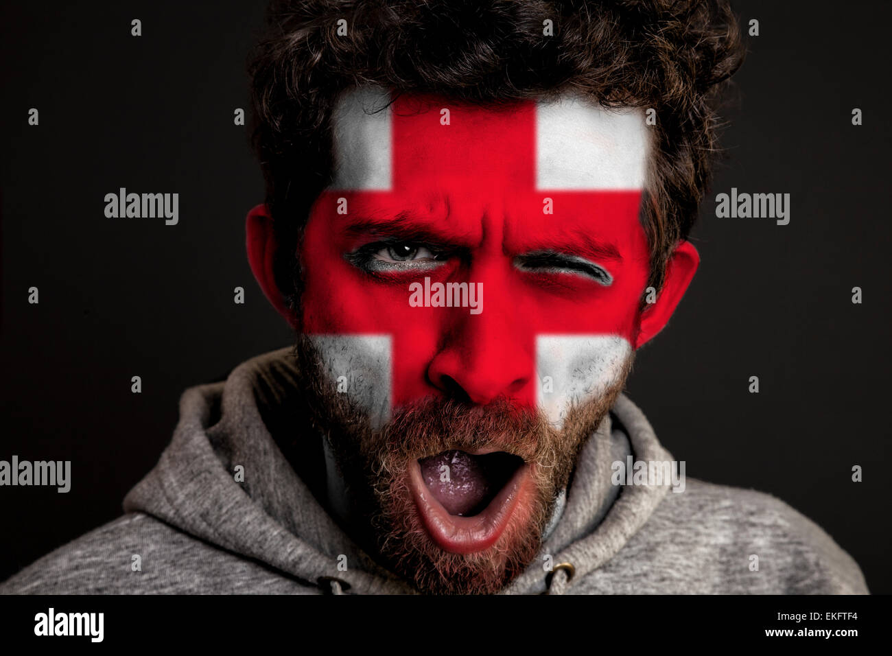 English Flag on Face Stock Photo - Alamy