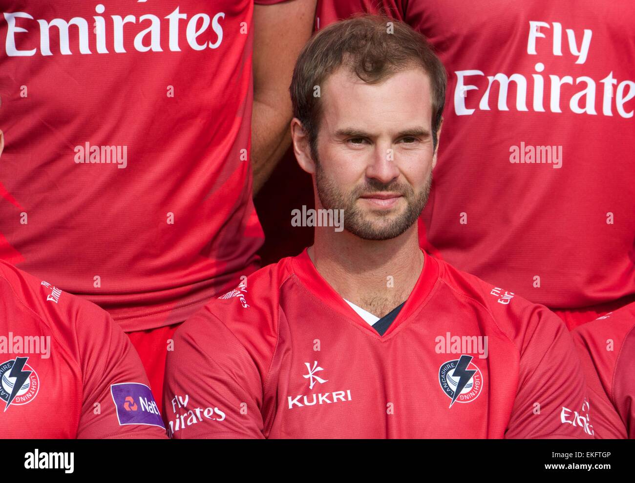 Manchester, UK 10th April 2015 Tom Smith, the new captain of Lancashire ...