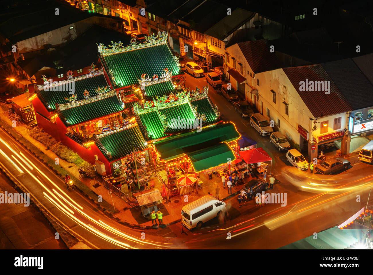A night view of the Kuching city center at dawn Stock Photo - Alamy