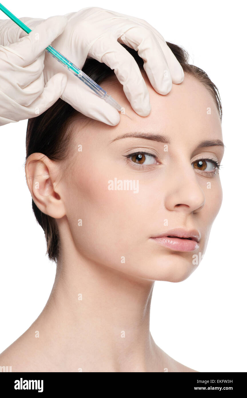 Cosmetic botox injection in the beauty face Stock Photo - Alamy