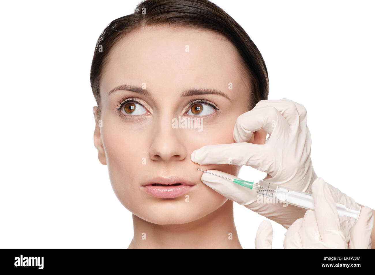 Cosmetic botox injection in the beauty face Stock Photo - Alamy