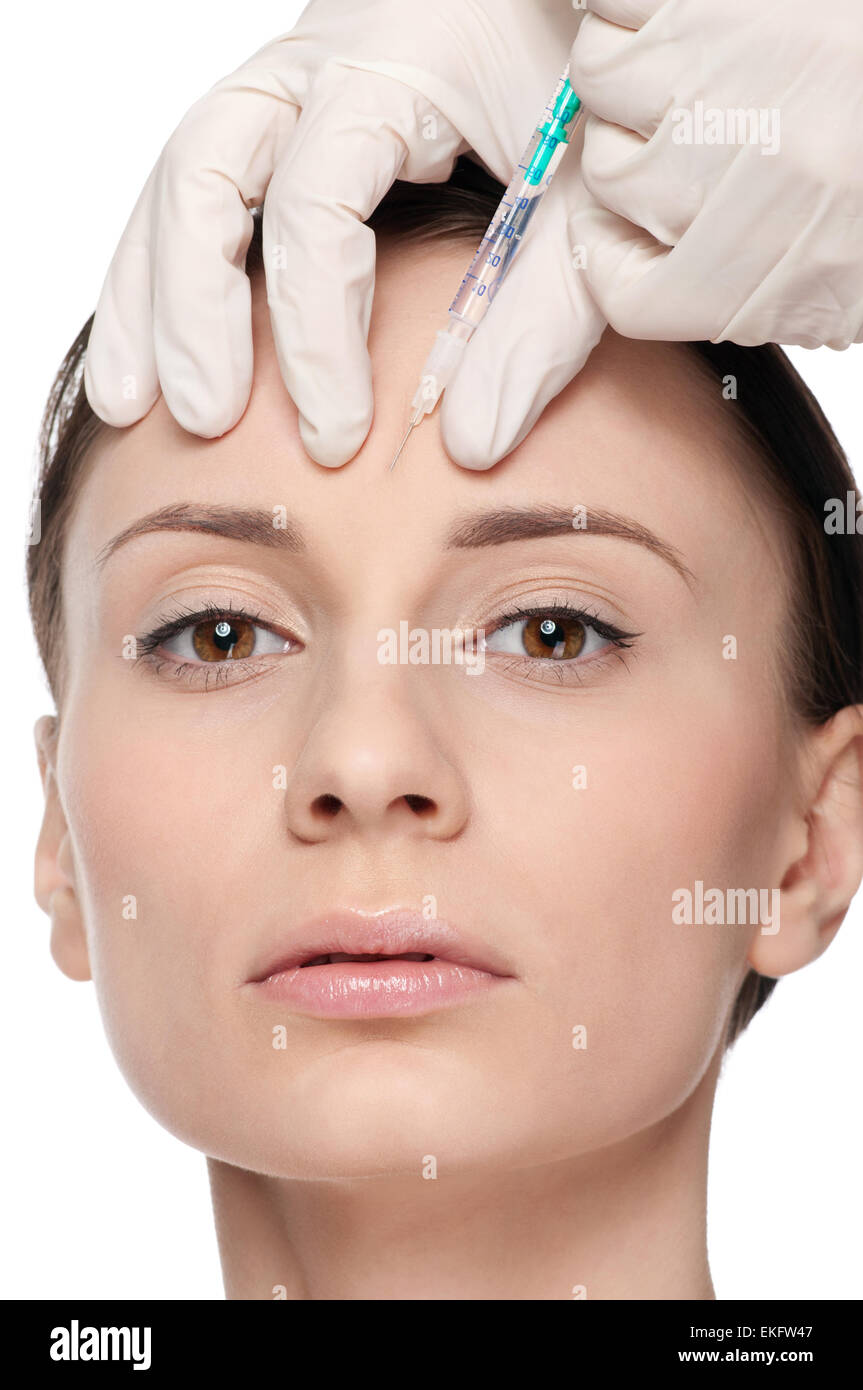 Cosmetic botox injection in the beauty face Stock Photo - Alamy