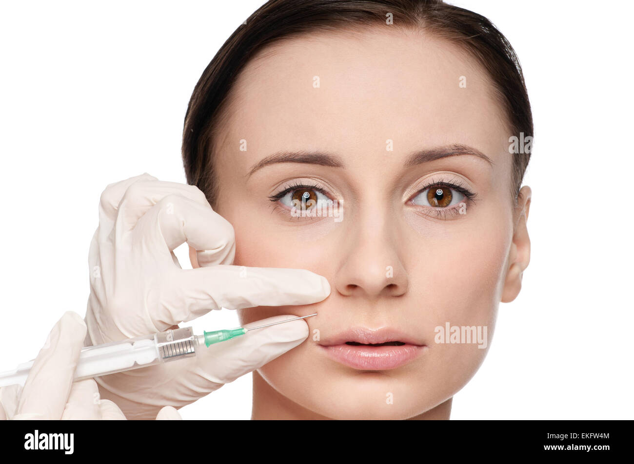 Cosmetic botox injection in the beauty face Stock Photo - Alamy