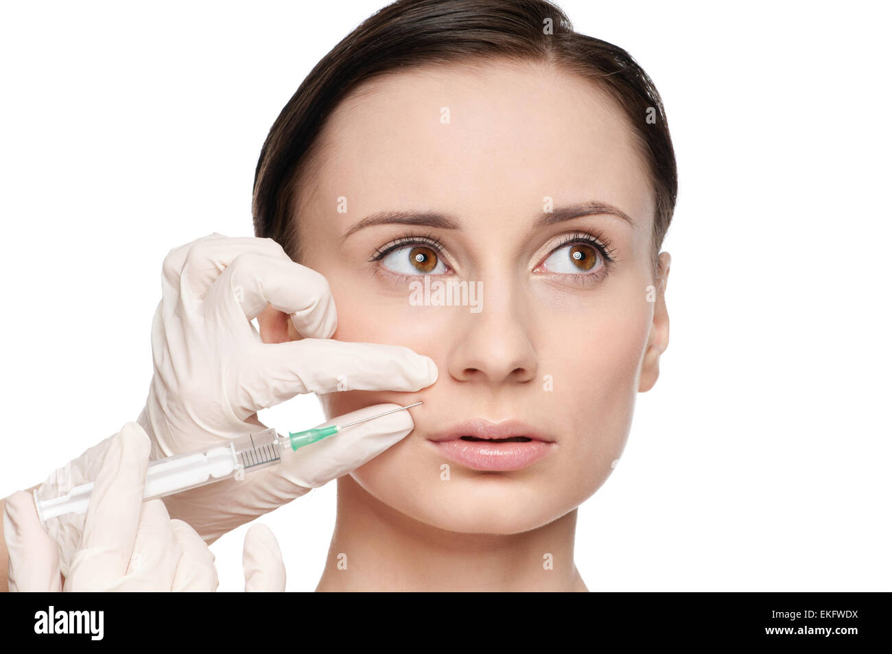 Cosmetic botox injection in the beauty face Stock Photo - Alamy